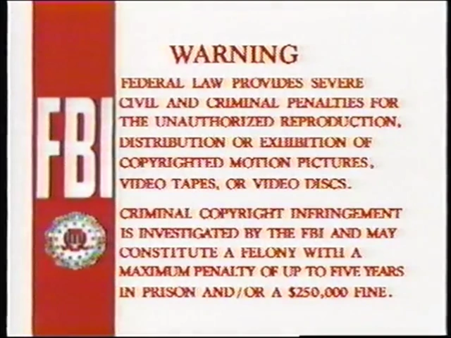 The Red FBI Warning August 15, 1990-July 10, 1991 (Serif Version) | Fandom