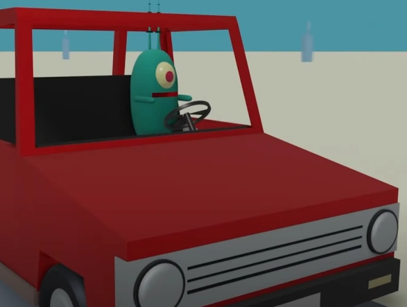 Plankton driving a car | Fandom