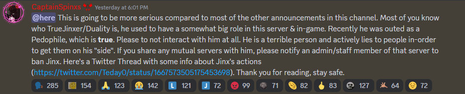 explaining why jinx was removed from the game for any unsuspecting ...