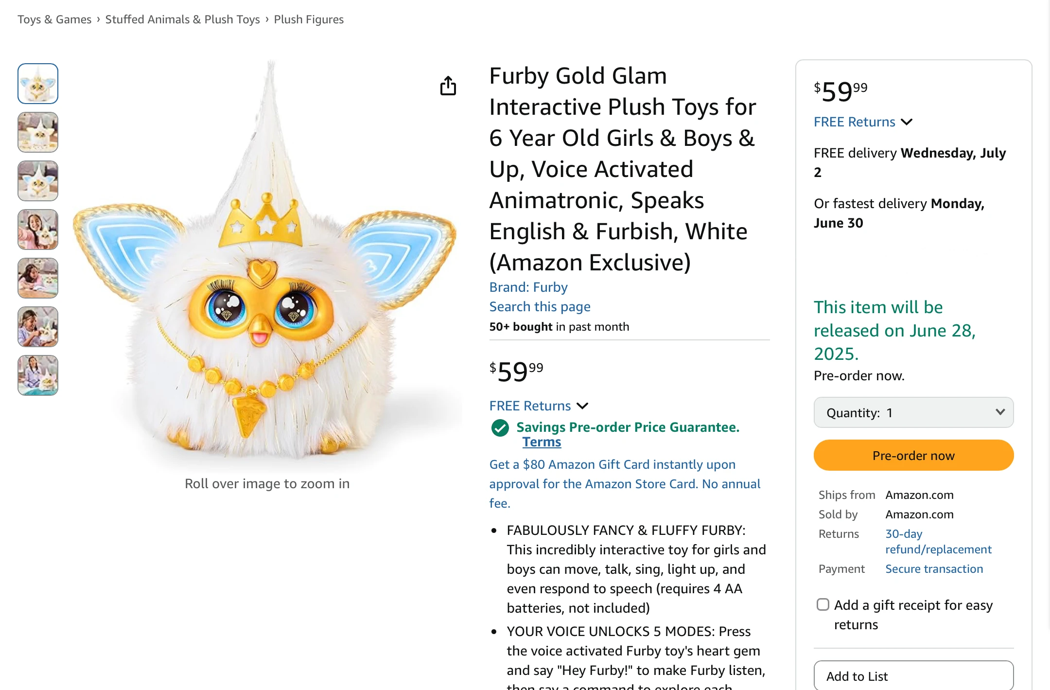 The Gold Glam Furby’s release date has been pushed forward to June 28th ...