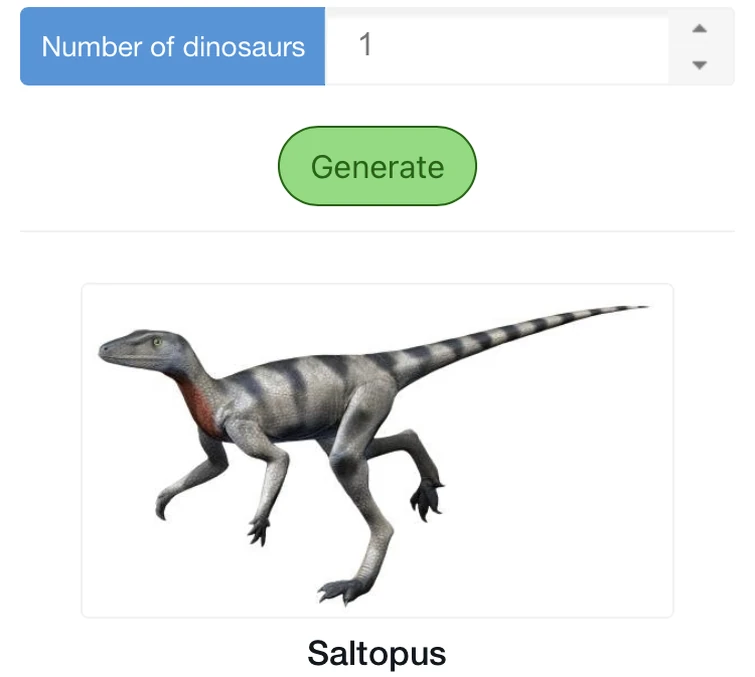 Using a randomized dinosaur generator until it lands on a dinosaur that ...