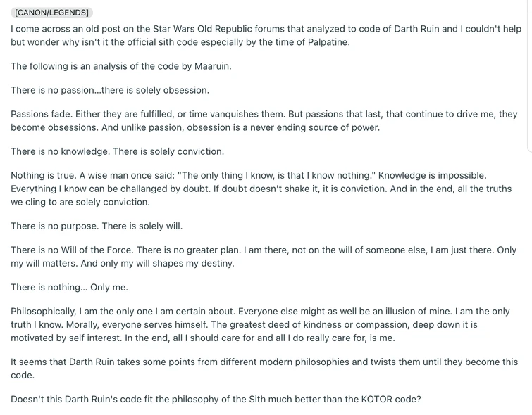 What do you think of Darth Ruin’s philosophy? | Fandom