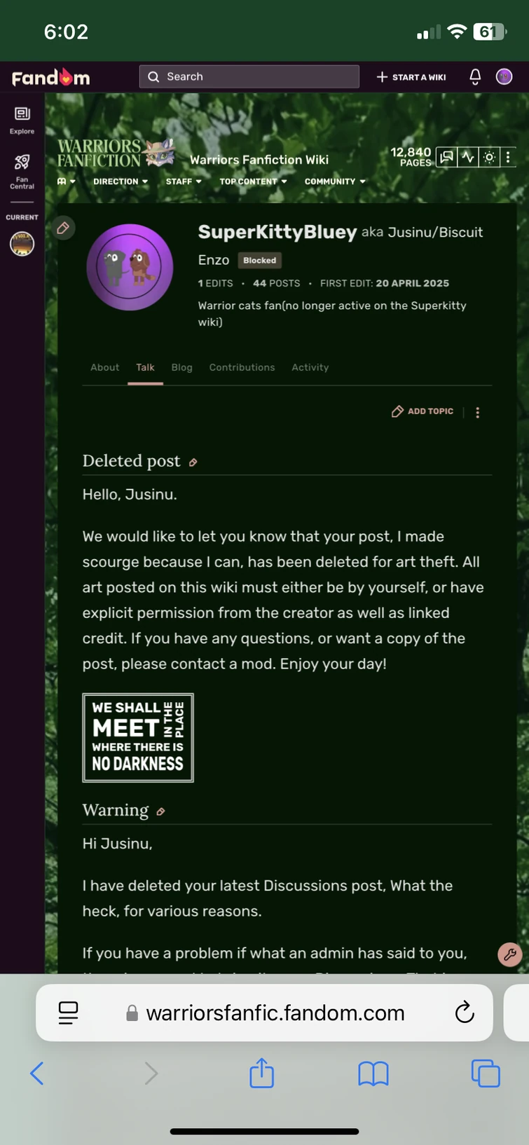 Umm I got blocked | Fandom