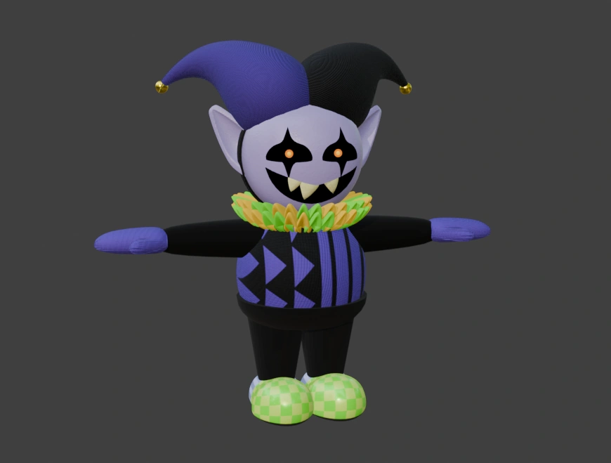 finished modeling jevil; just need to rig him and a cloth simulation ...
