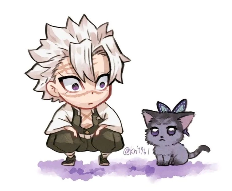 Sanemi with Kitty Art | Fandom