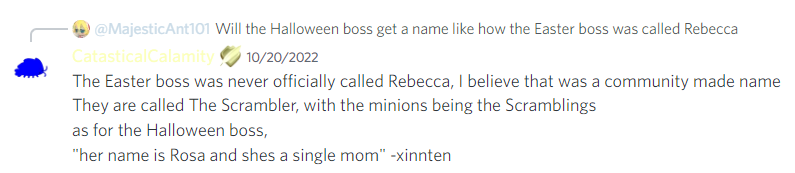 OHA OAHAAHHAAB mY GOD HALLOWEN BOSS NAMED ROSA?