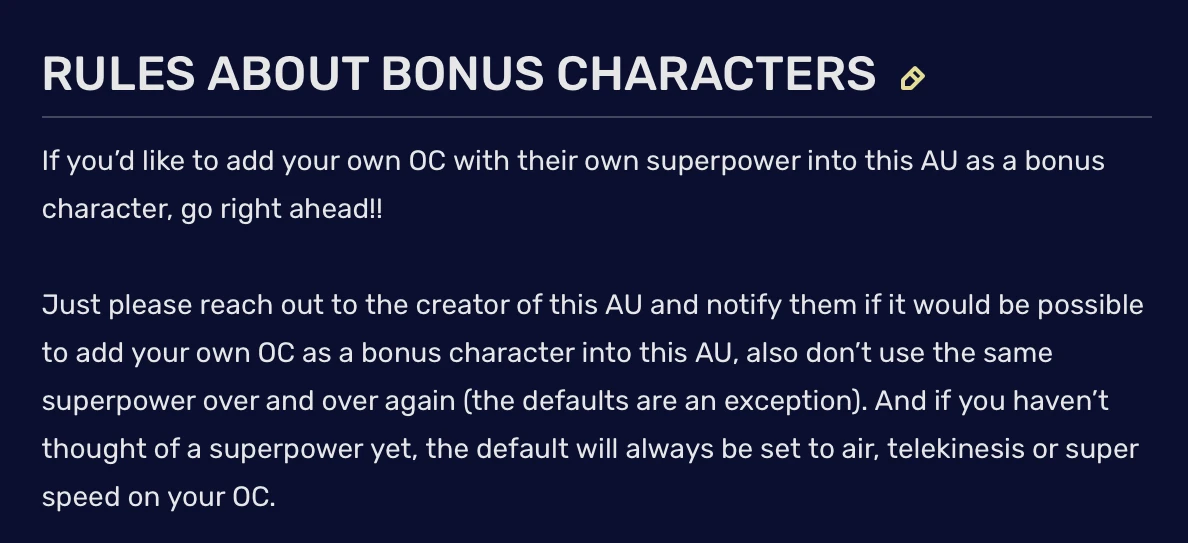 Looking for bonus characters for my AU! | Fandom