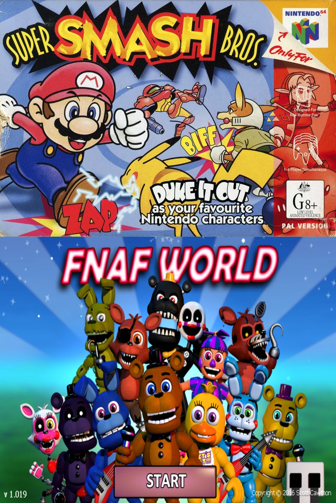 Happy Anniversary to "Super Smash Bros" & "FNAF World"! | Fandom