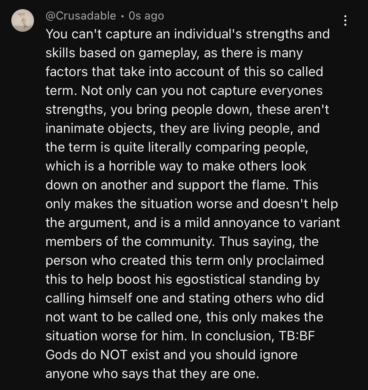 The issue with the term "TB:BF Gods" | Fandom