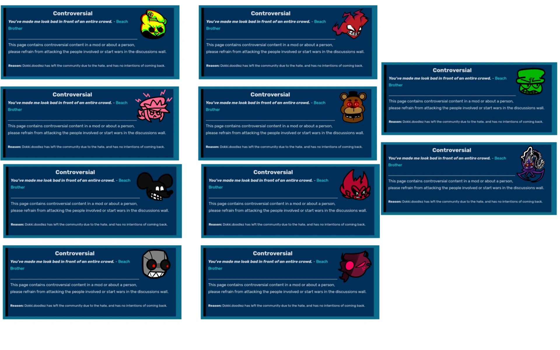 I made more examples of the updated Controversial template (Peri might ...