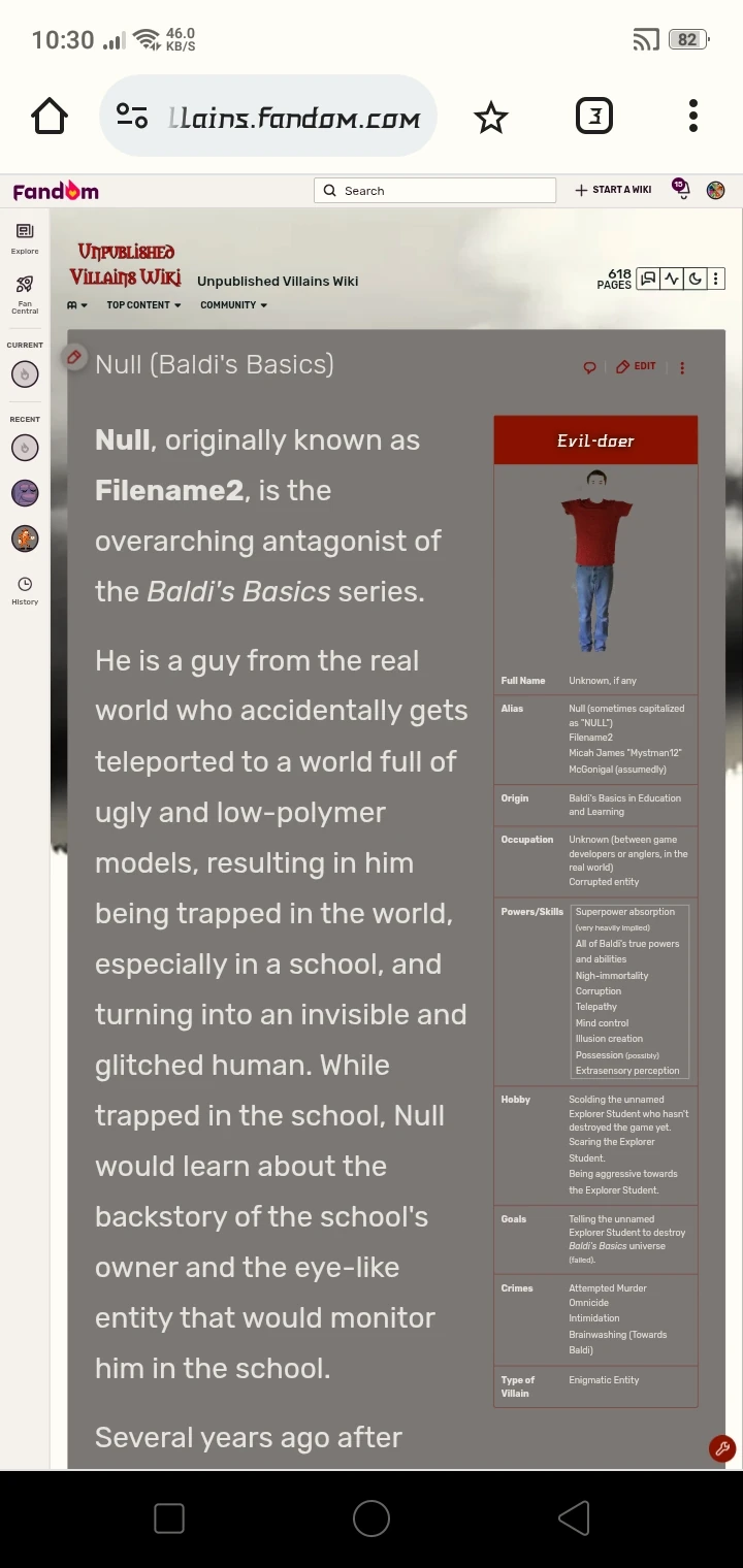 I gave Null an unpublished villains wiki | Fandom