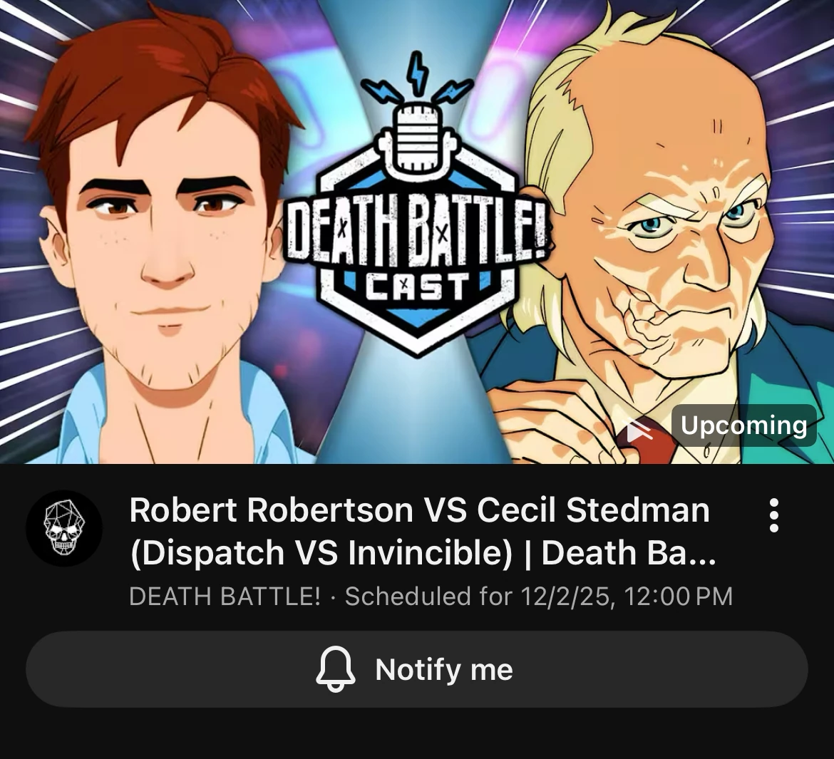 The next death battle cast is Robert Robertson vs Cecil Stedman, any ...