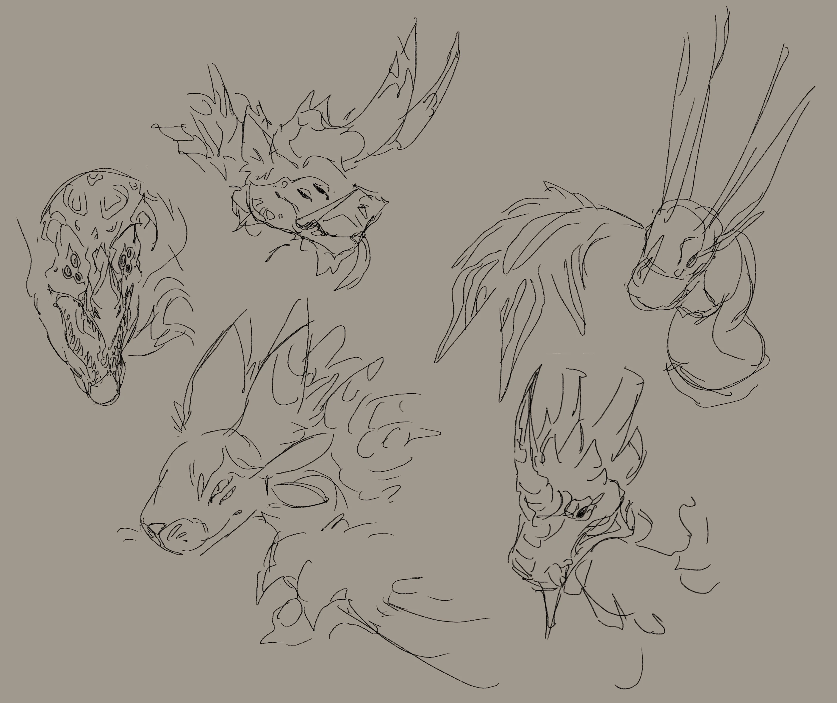 Doodled random creature headshots I pulled from the random page thingy ...