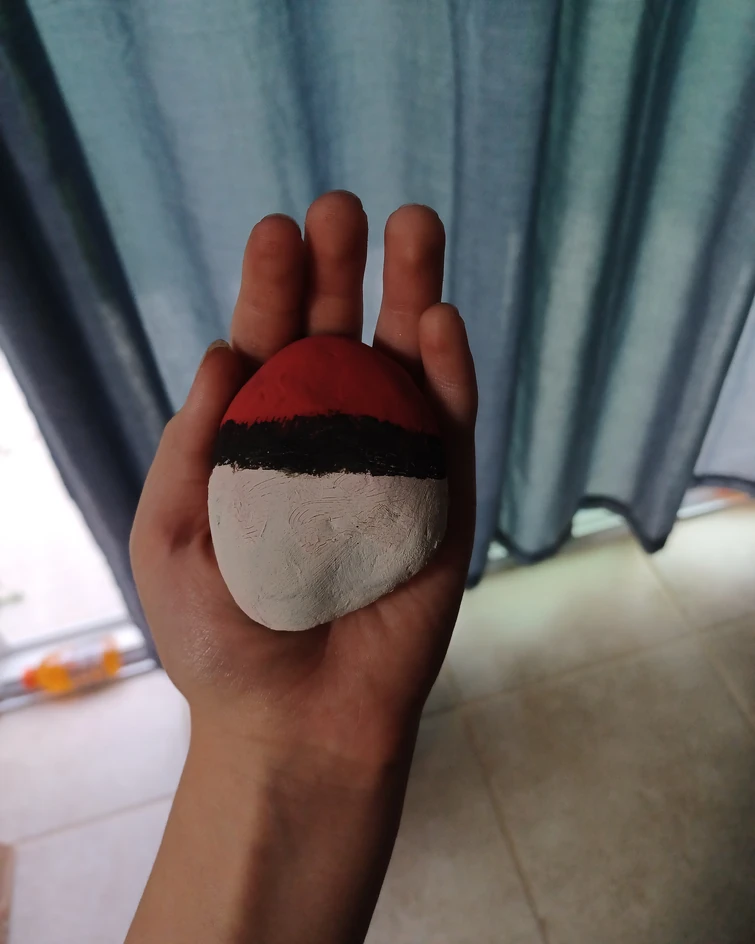 I painted a rock to look like a Pokeball :) | Fandom