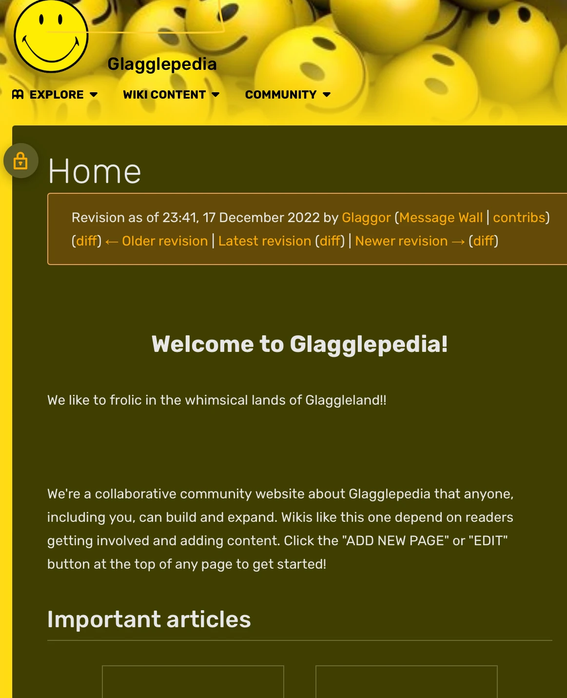 When Glaggor created this wiki, 18th December 2022, MMXXII | Fandom