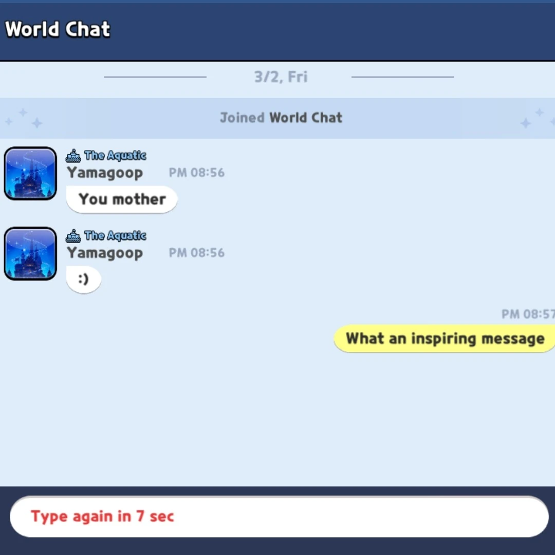 Share a random screenshot of World Chat in your gallery | Fandom