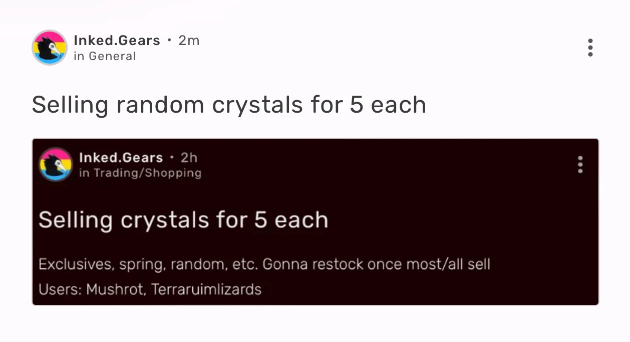 selling random crystals for 5 each | Fandom