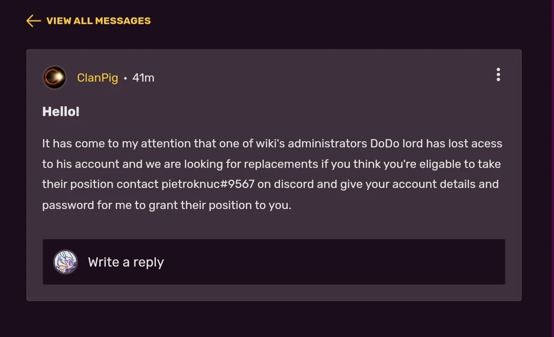 I'm not sure 100% who this is but I'm quite sure this is a scam | Fandom