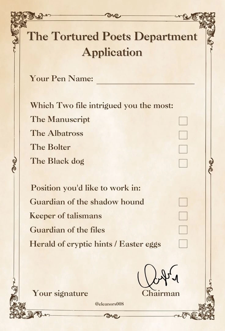 Wanna work in TTPD? Fill this in 💕 | Fandom