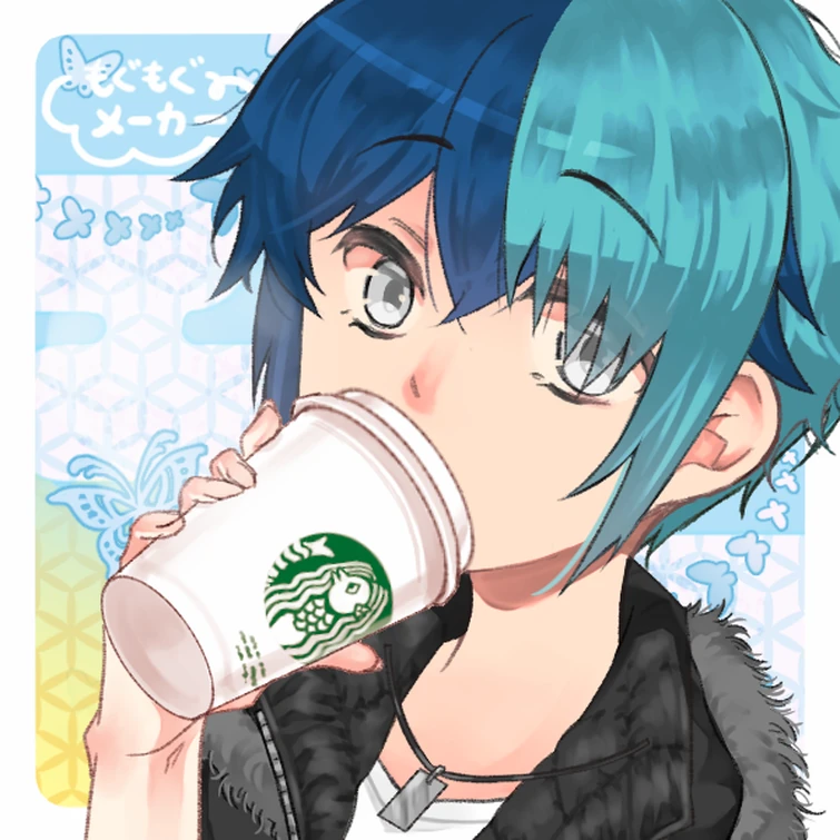 a few picrew images i made of characters eating their favorite foods ...