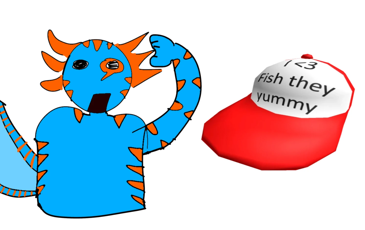 My fursona seeing the i heart fish they yummy hat | Fandom