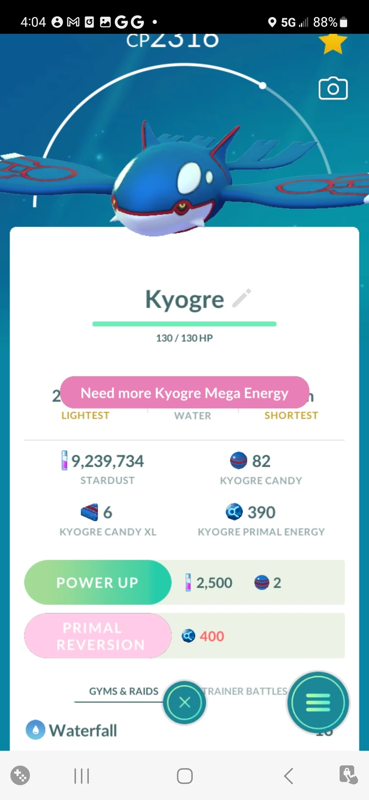 Finally caught a Kyogre... But so close yet so far 😢 | Fandom