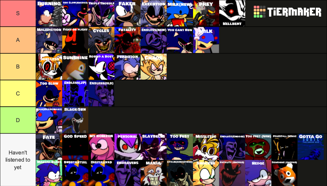 Sonic.exe song tier list (TW: Unpopular opinions) | Fandom