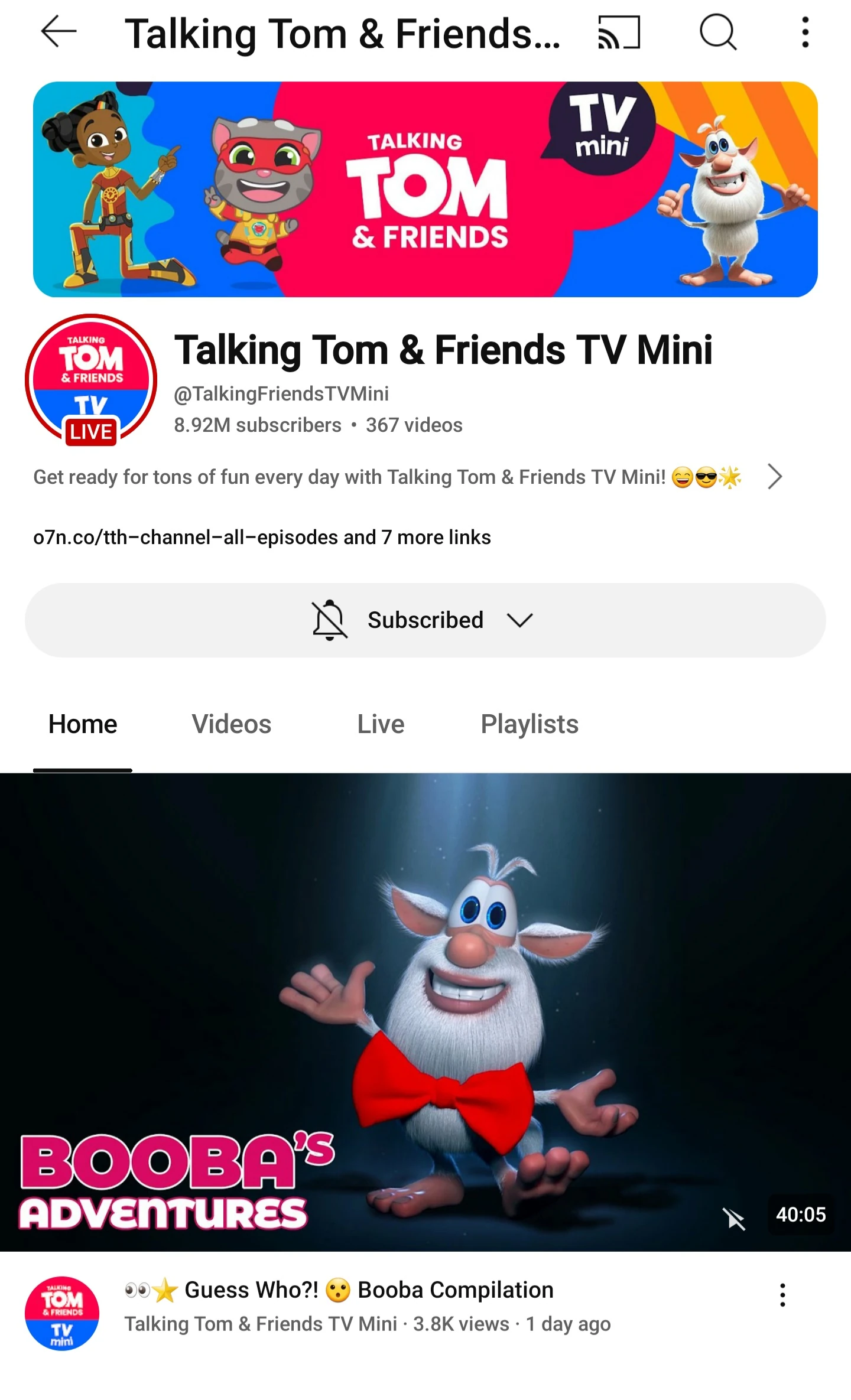 Talking Tom & Friends TV Mini now has change Banner Booba | Fandom