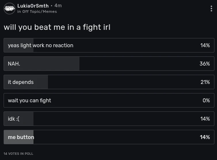 will you beat me in a fight irl | Fandom
