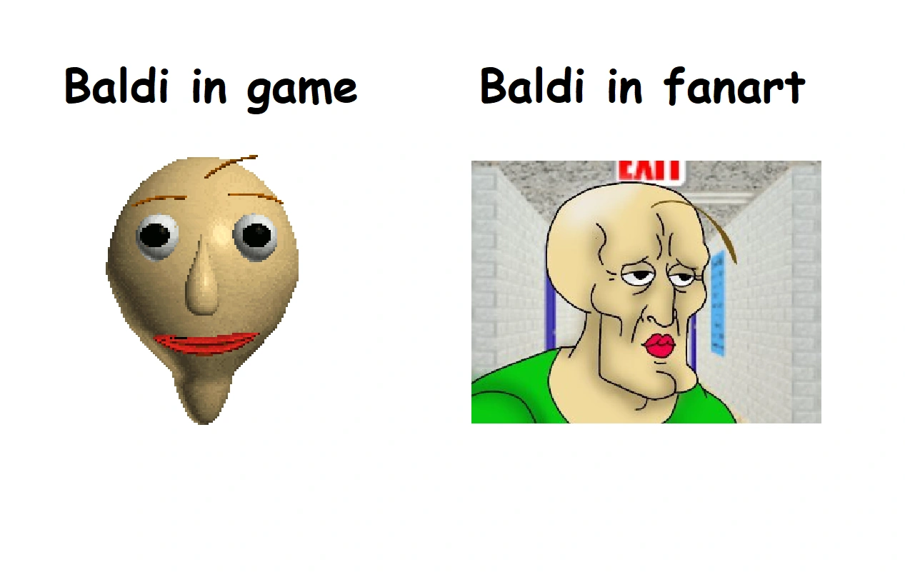 Baldi in game vs Baldi in fanart | Fandom