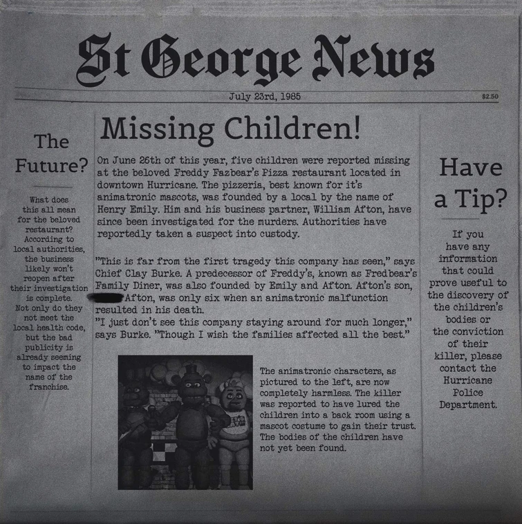 I had no clue fnaf had newspaper btw I’ve never played the game | Fandom