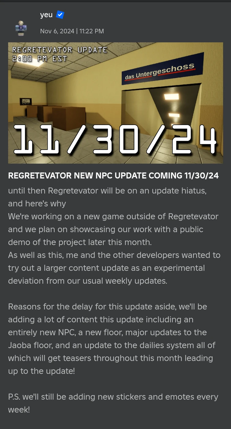 Did the update get delayed? | Fandom