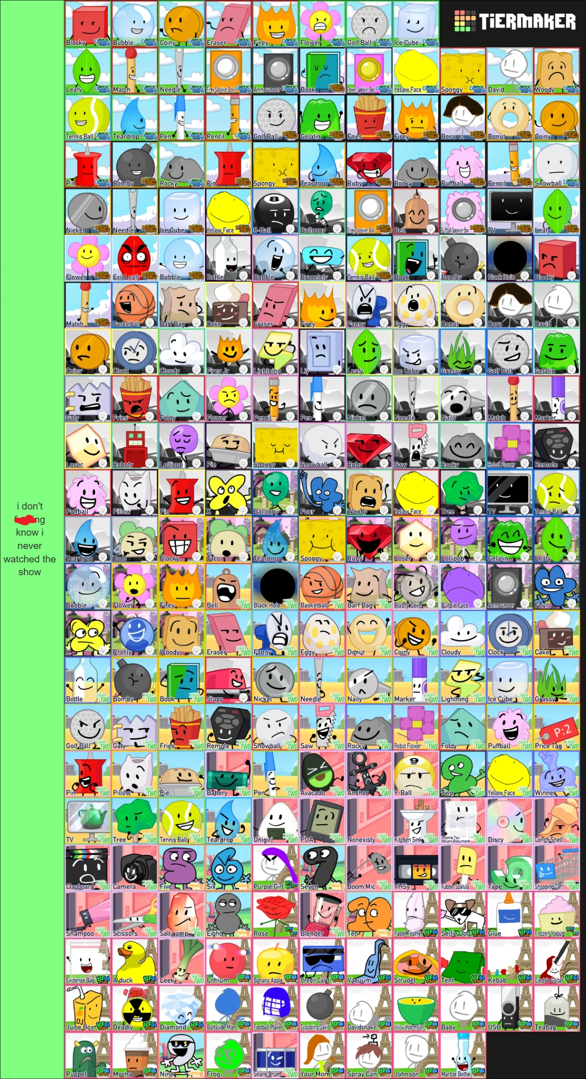 BFDI CHARACTERS RANKED!!!!!!!!!!!! | Fandom