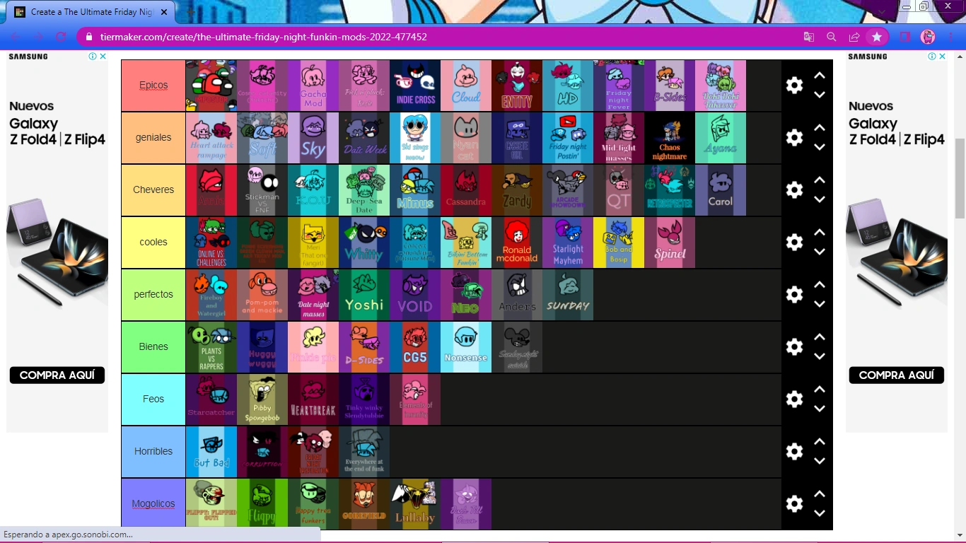 Mi opinión sobre los mods de fnf en el Tier List Maker | Fandom