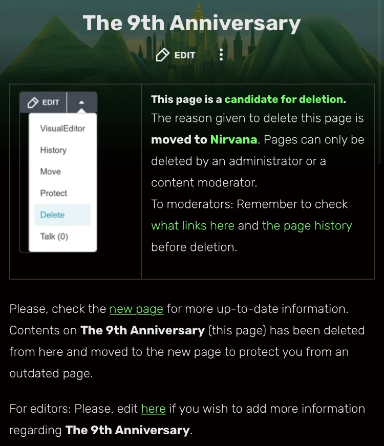 The 9th Anniversary moved to Nirvana. | Fandom