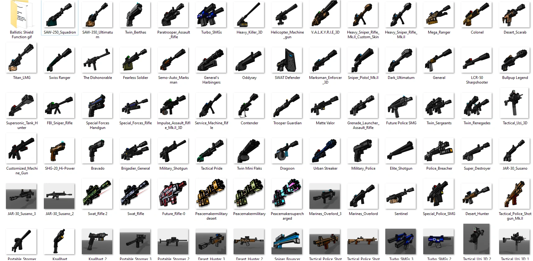 The weapon designs of mine that I have reoriented in PG3D's armory ...