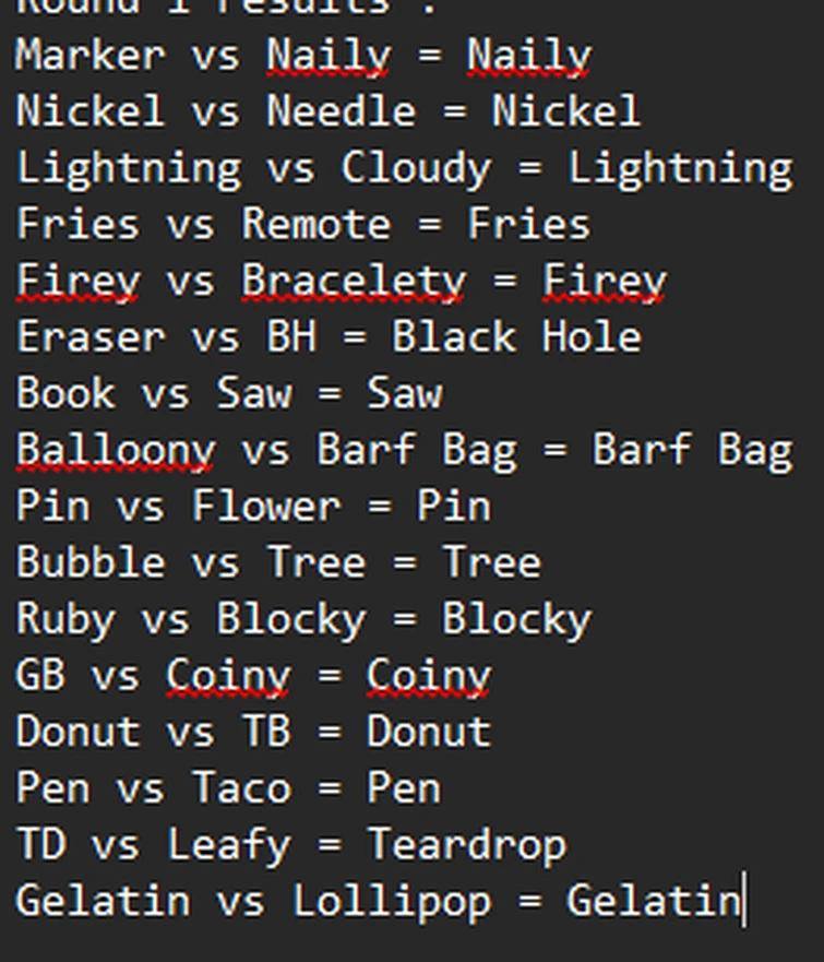 Ultimate BFDI Bracket Fight, round 1 results | Fandom