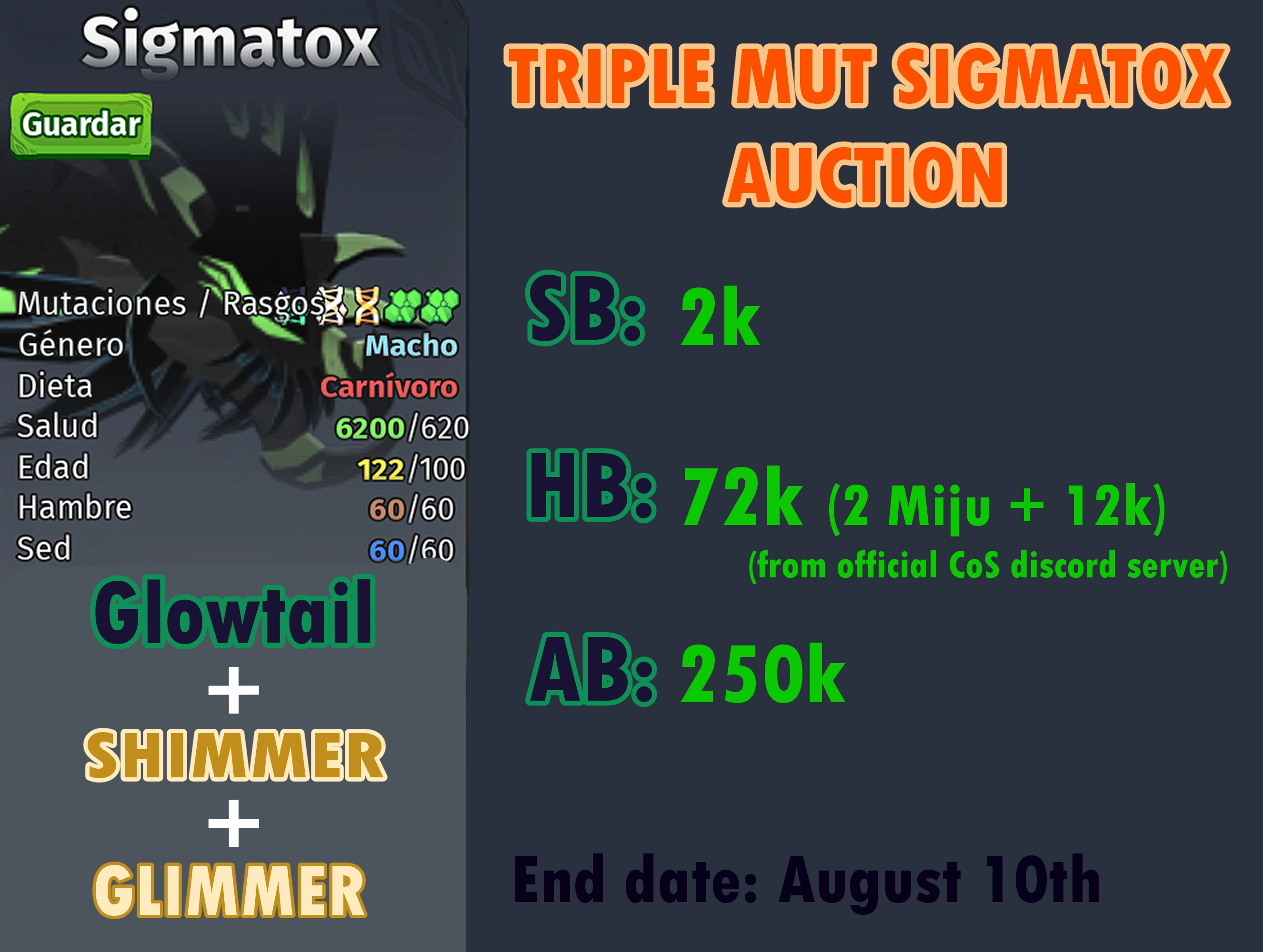Auctioning a Triple Mut (Shimmer + Glowtail + Glimmer) Sigmatox! | Fandom