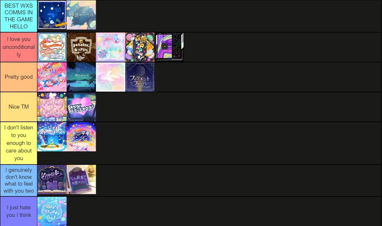 Comms Tier List, WXS edition. | Fandom