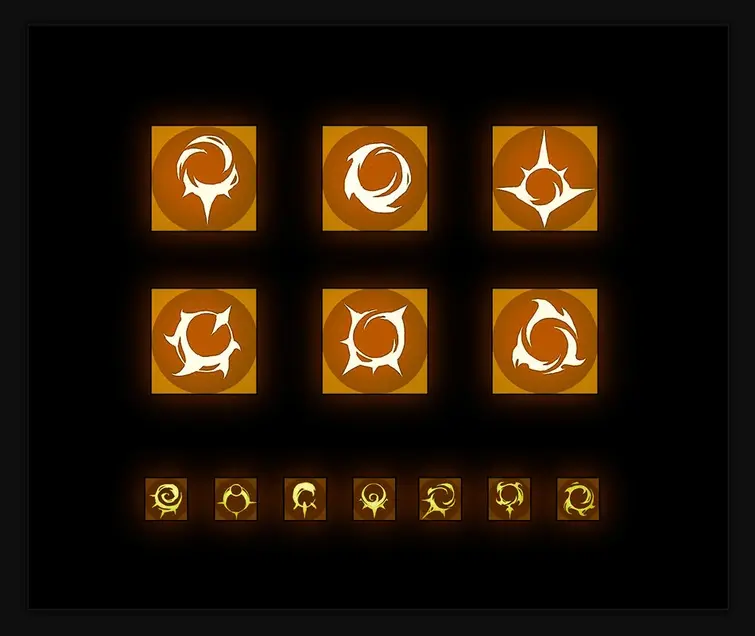 I found some concept art of the 6 primal and dark Magic’s symbols ...