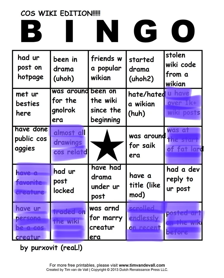 CoS bingo | Fandom