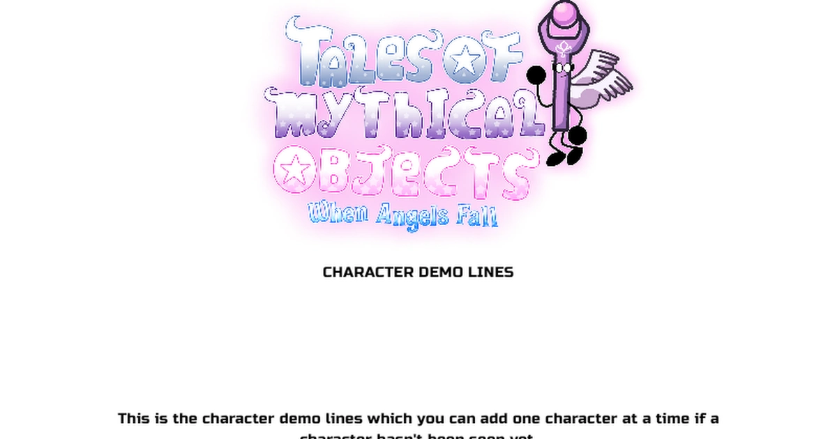 Here are the demo character voice lines so far. i made a document as ...