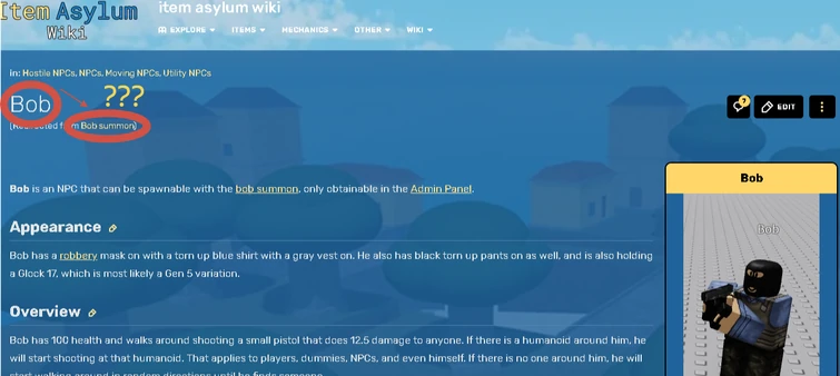 Why is there no bob summon page??? | Fandom