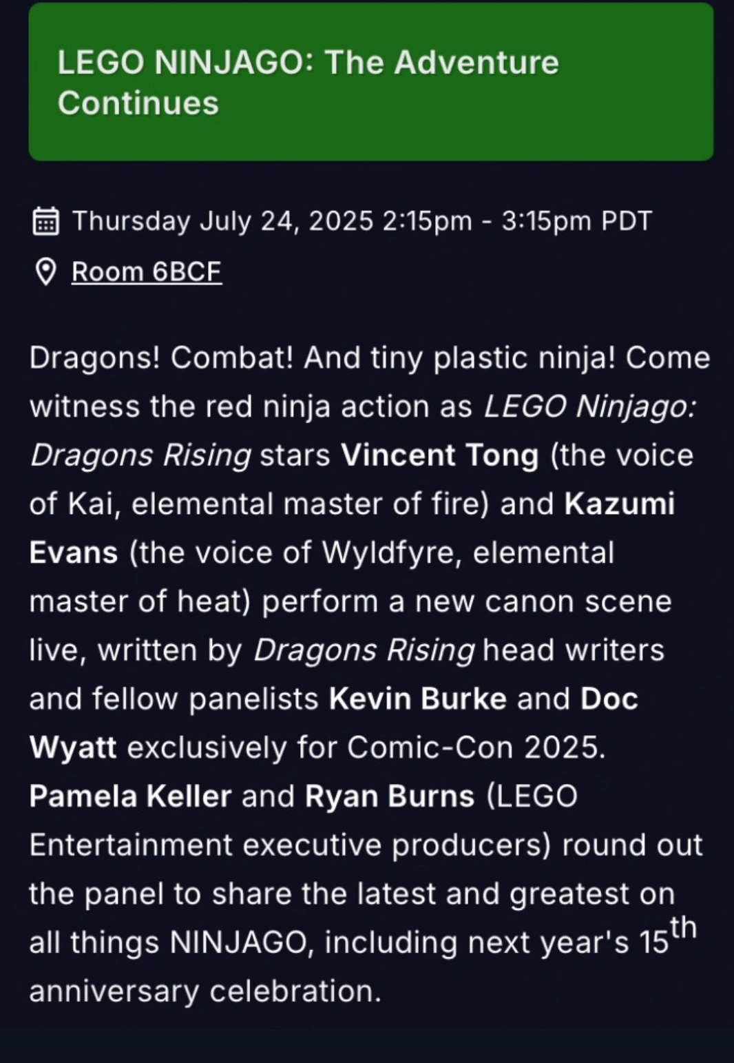 Ninjago comic-con information | Fandom