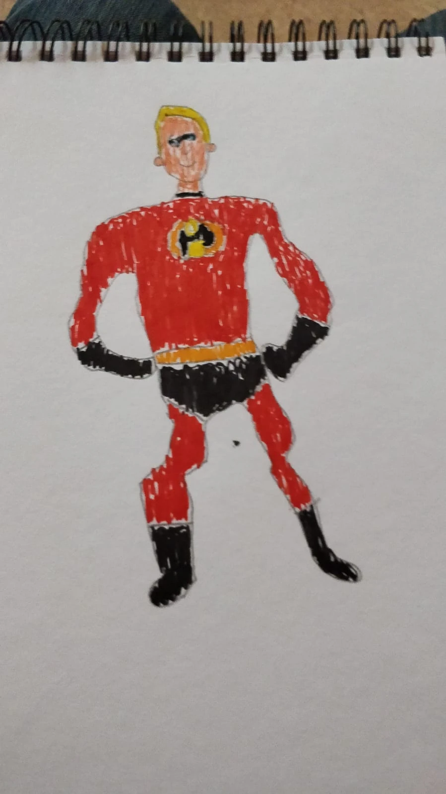 A drawing of Mr incredible from The Incredibles i made in november 2018 ...
