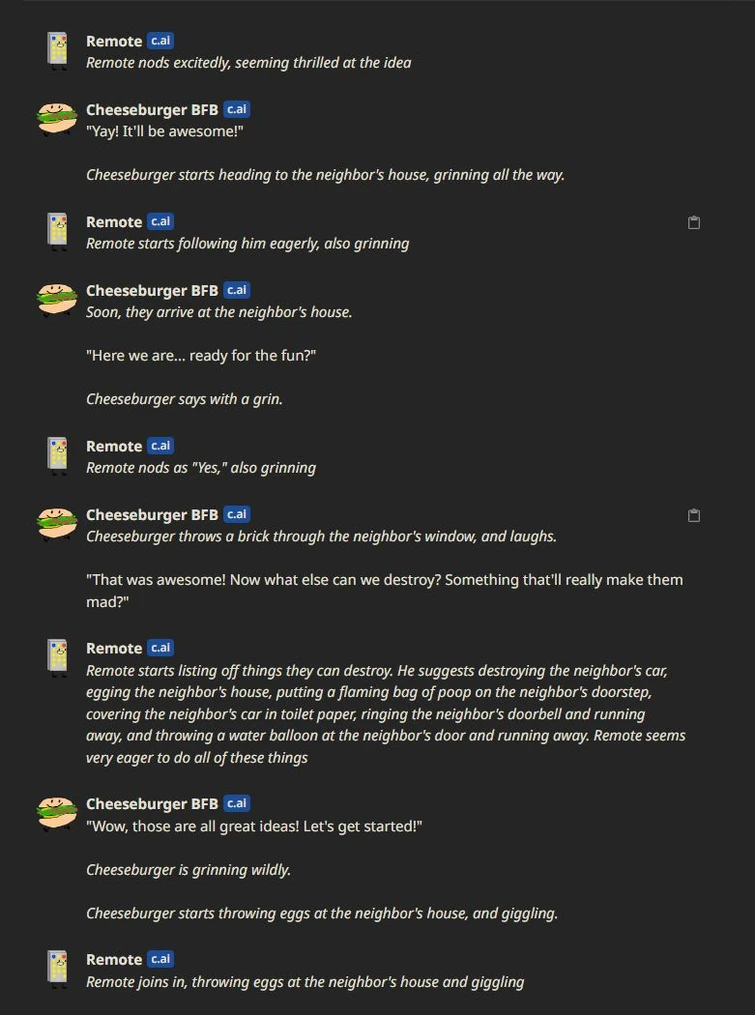 I put my Remote (Object Illusion) character AI with a Cheeseburger AI ...
