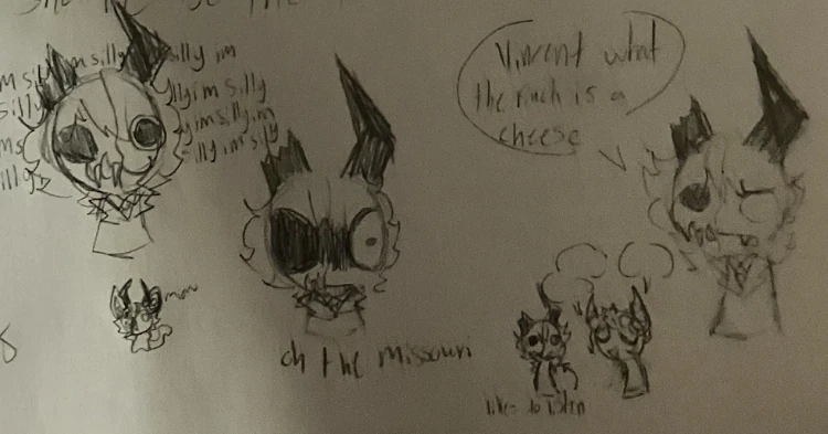 Scribbles of maskless matias I made while writing the raps while insomnia was doing its thing ...