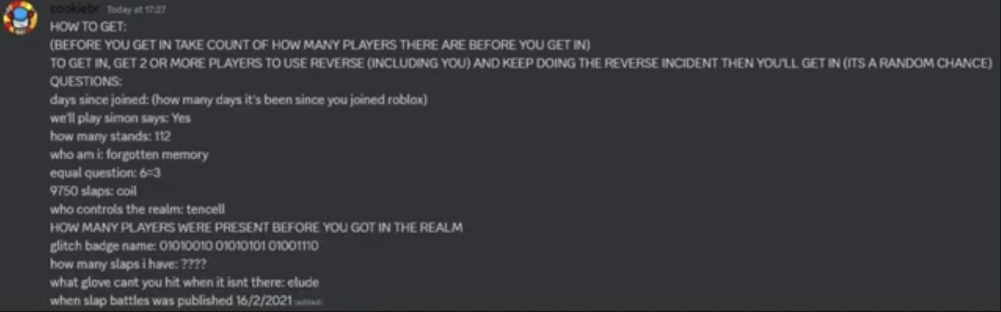 Here’s all the answers to the questions in the temple if anyone wants ...