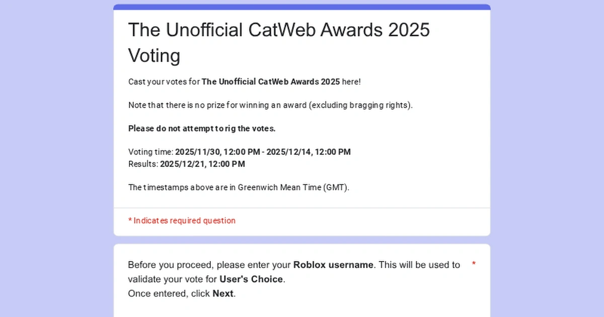 The Unofficial CatWeb Awards | Fandom