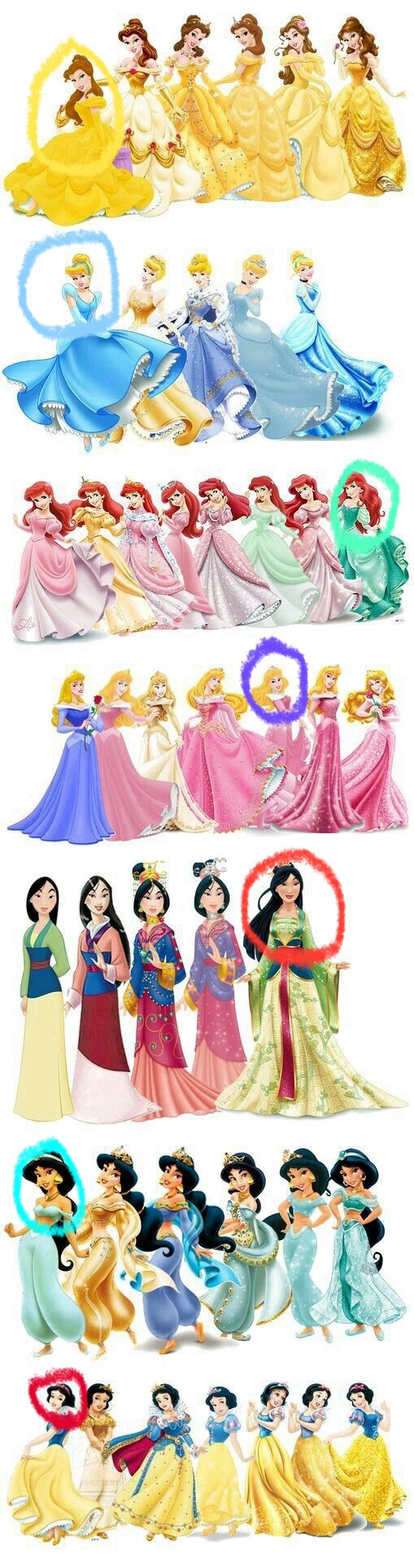 I circled my favorite version of Each of The Disney Princesses: | Fandom